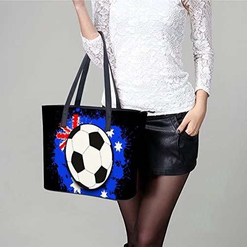 Womens Handbag Soccer Ball Leather Tote Bag Top Handle Satchel Bags For Lady