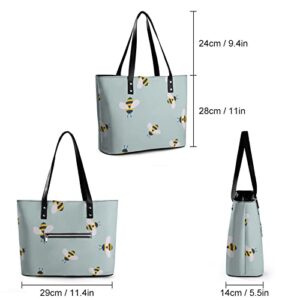 Womens Handbag Bee Pattern Leather Tote Bag Top Handle Satchel Bags For Lady