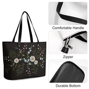 Womens Handbag Blossom Flowers Leather Tote Bag Top Handle Satchel Bags For Lady