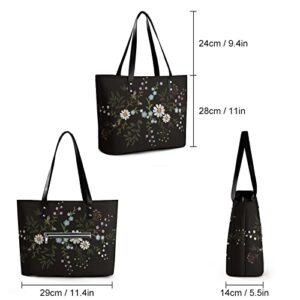 Womens Handbag Blossom Flowers Leather Tote Bag Top Handle Satchel Bags For Lady