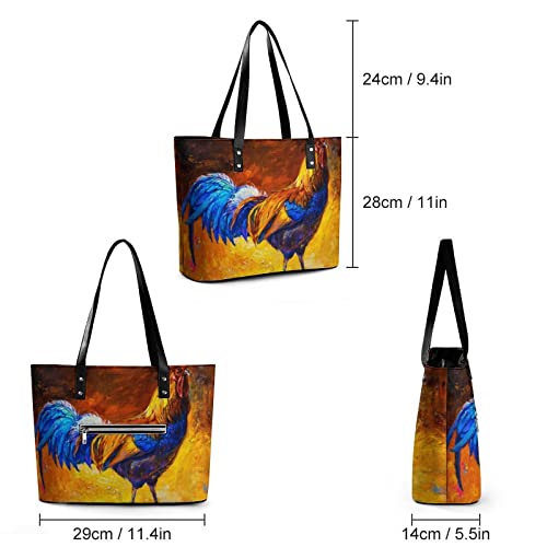 Womens Handbag Rooster Leather Tote Bag Top Handle Satchel Bags For Lady