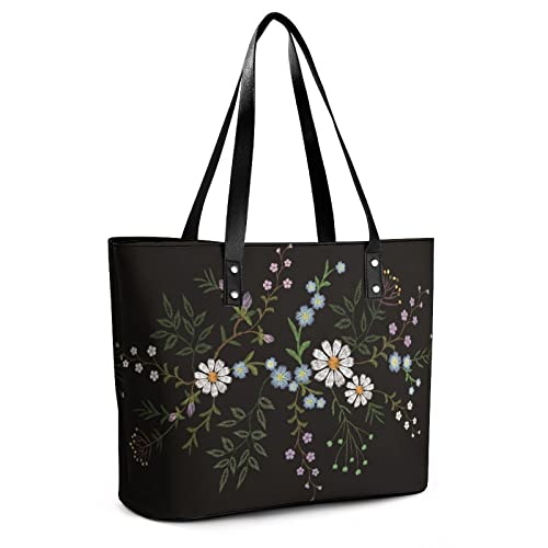 Womens Handbag Blossom Flowers Leather Tote Bag Top Handle Satchel Bags For Lady