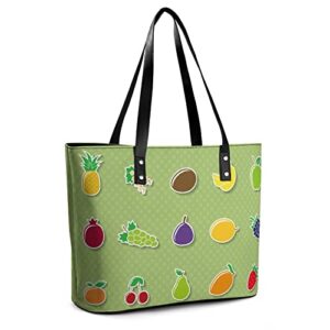 Womens Handbag Fruit Pattern Leather Tote Bag Top Handle Satchel Bags For Lady