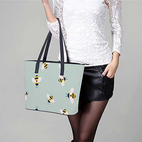 Womens Handbag Bee Pattern Leather Tote Bag Top Handle Satchel Bags For Lady