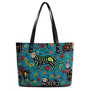 womens handbag sugar skull leather tote bag top handle satchel bags for lady