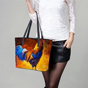 Womens Handbag Rooster Leather Tote Bag Top Handle Satchel Bags For Lady