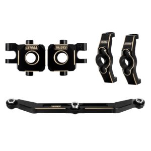 injora brass steering blocks knuckle, steering link and caster blocks c-hubs set for trx4m 1/18 rc crawler upgrade parts, black