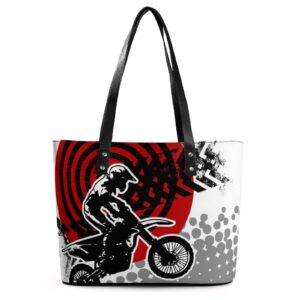 womens handbag motorcycle motocross leather tote bag top handle satchel bags for lady