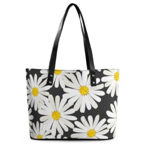 womens handbag daisy flowers leather tote bag top handle satchel bags for lady