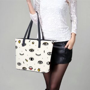 Womens Handbag Eye And Lip Leather Tote Bag Top Handle Satchel Bags For Lady