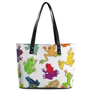 womens handbag frog pattern leather tote bag top handle satchel bags for lady