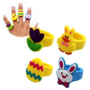 10pcs easter party supplies rabbit toys for bunnies easter egg stuffers kids play rings easter egg fillers kids rings toy childrens toys children's rings girls jewelry animal