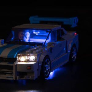 BrickBling LED Light Kit Compatible with Lego Speed Champions Fast & Furious Nissan Skyline GT-R (R34) Toy Car Building Set, Blue Underglow Lights Compatible with Lego 76917 (No Model)