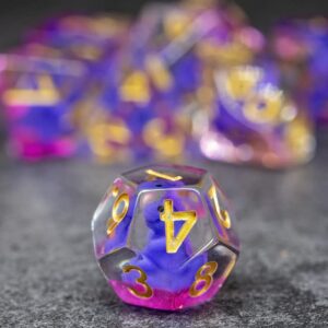 Sage's Portal Animal Familiars Resin DND Dice Set Polyhedral Dice Set for Dungeons and Dragons RPG Pathfinder Tabletop TTRPG (Baby Purple Dragon)