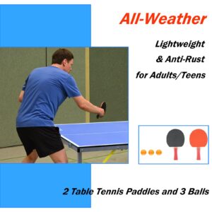 IUNNDS 6X3ft Mid-Size Table Tennis Tables - Indoor/Outdoor Portable Ping Pong Table Game for Adults/Teens,with Net,2 Table Tennis Paddles and 3 Balls (6X3ft Mid-Size)