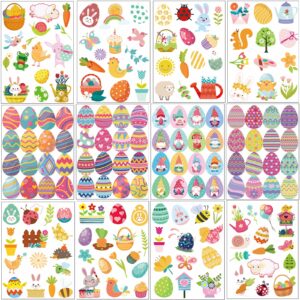 220+pcs easter stickers, easter stickers for kids teens adults, cute bunny egg easter stickers for water bottle toys laptop scrapbooking