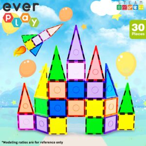 Everplay Magnetic Tile Building Block Set Construction Magnet Tiles Toy Blocks STEM Educational Learning Kit Toddler Preschool Games Rocket Playset Toys Unlimited Creation Boys Girls Age 3 and up