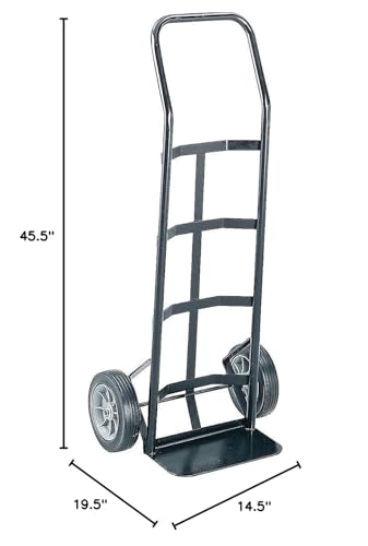 Safco Products Tuff Truck Continuous Handle Hand Truck - 400 lbs. Capacity -Black Powder Coat Finish - With Flow-Back Handle Design - Heavy-Gauge Tubular Steel Frame. For Moving Storage and More