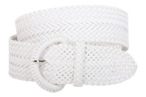 2 inch wide hand made soft metallic woven braided round belt, white | s/m (28"-30" waist)