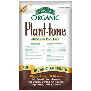 espoma organic plant-tone 5-3-3 natural & organic all purpose plant food; 50 lb. bag; the original organic fertilizer for all flowers, vegetables, trees, and shrubs