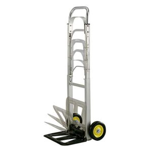 safco products hide-away fold up collapsible utility hand truck, 250 lb capacity, aluminum frame, steel toe plate, 2 6" smooth rolling rubber wheels