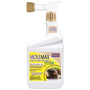 bonide molemax mole & vole repellent, 32 oz ready-to-spray animal repellent for gardens, people and pet safe