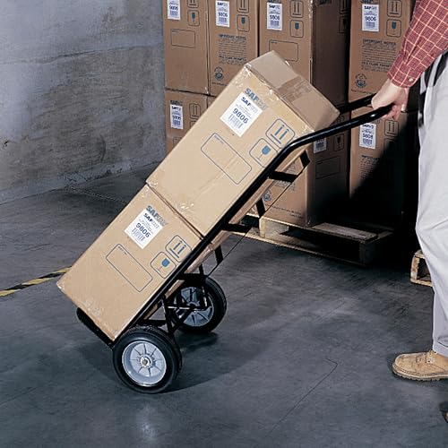 Safco Products Tuff Truck Continuous Handle Hand Truck - 400 lbs. Capacity -Black Powder Coat Finish - With Flow-Back Handle Design - Heavy-Gauge Tubular Steel Frame. For Moving Storage and More