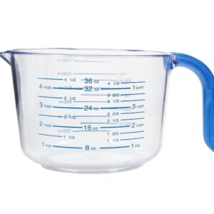 Arrow Home Products Plastic Measuring Cups for Liquids, 4.5 Cups - With Cool-Grip Handle - BPA-Free, Stackable Measuring Cups with Spout and Clear Measurements - Microwave and Dishwasher Safe