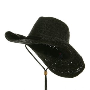 MG Ladies Straw Toyo Cowboy Hat (Black)