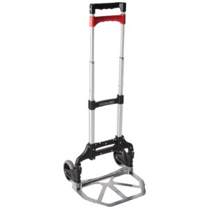 magna cart personal 150 pound capacity aluminum folding hand truck with telescopic handle and foldable wheels for industrial, black and red