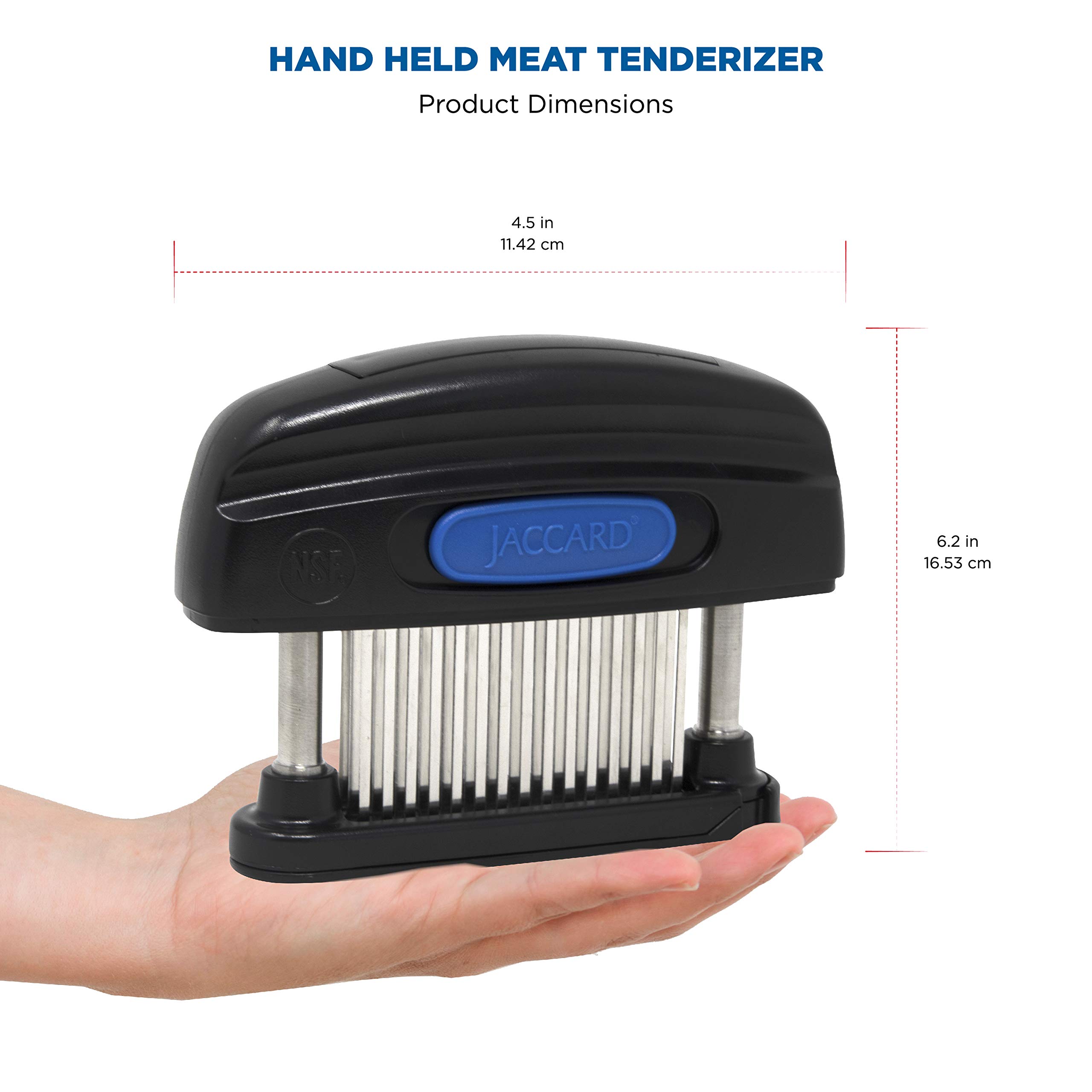 Jaccard 45-Blade Meat Tenderizer, Simply Better Meat Tenderizer, Stainless Steel Columns/ Removable Cartridge, NSF Approved, Black