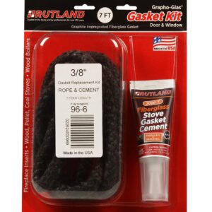 Rutland Products Rutland 96-6 Grapho-Glas Rope Gasket Replacement Kit, 3/8-Inch by 7-Feet, 3/8" X7', Black