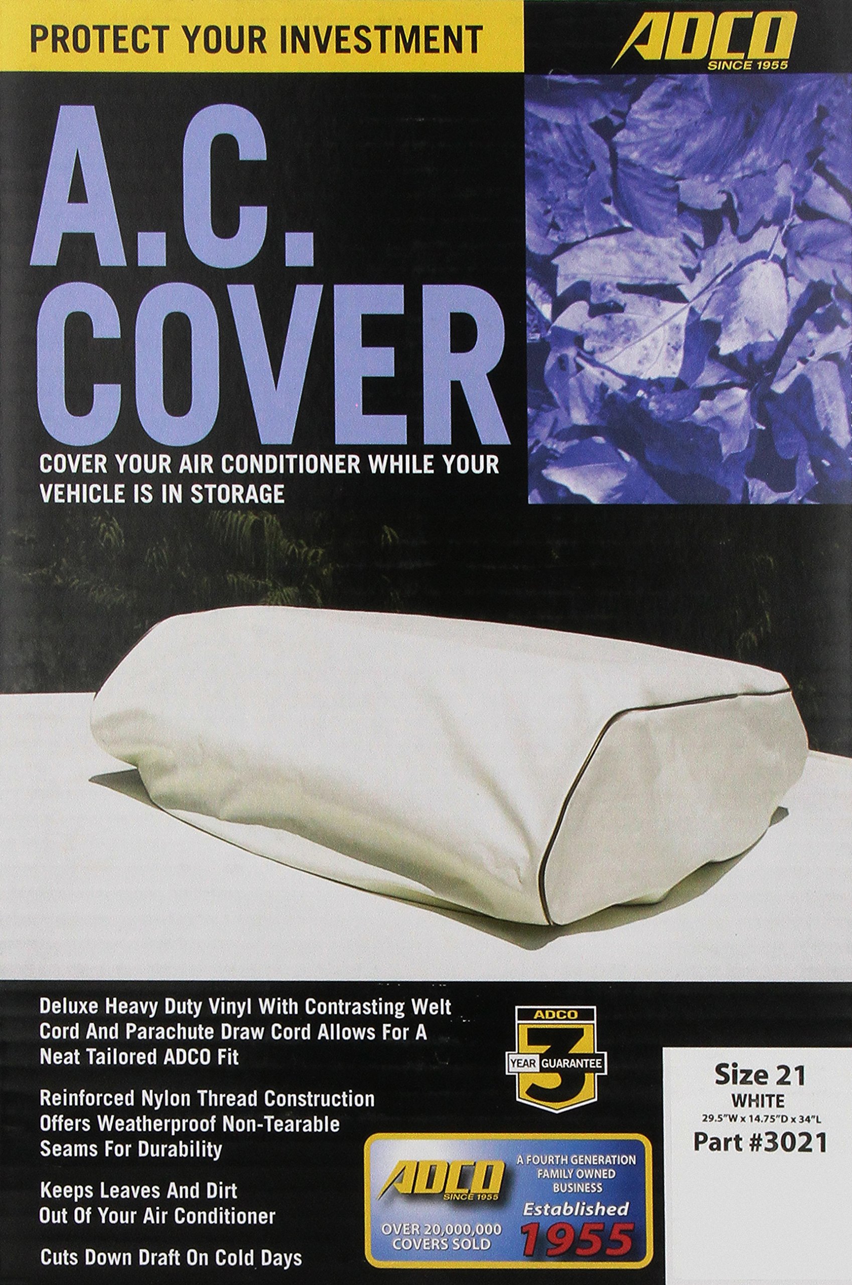 ADCO 3021 White RV Air Conditioner Cover, Size 21