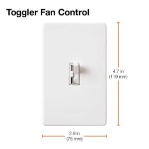 Lutron Toggler 3 Speed Fan Control, 1.5-A Single Pole/3-Way TGFSQ-FH-WH, White