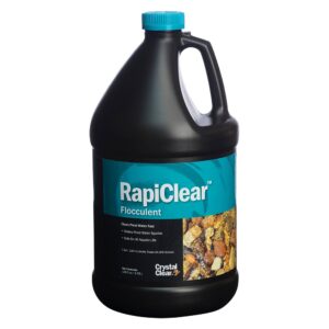 crystalclear rapiclear liquid flocculent - pond water clarifier - 1 gallon treats up to 64,000 gallons