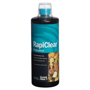 crystalclear rapiclear liquid flocculent - pond water clarifier - 32 ounces treats up to 16,000 gallons