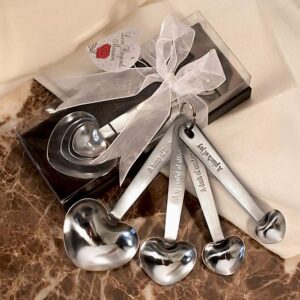 FASHIONCRAFT 4801 Love Beyond Measure Heart Measuring Spoons, Silver Measuring Spoons, Wedding Favor, 1-Piece