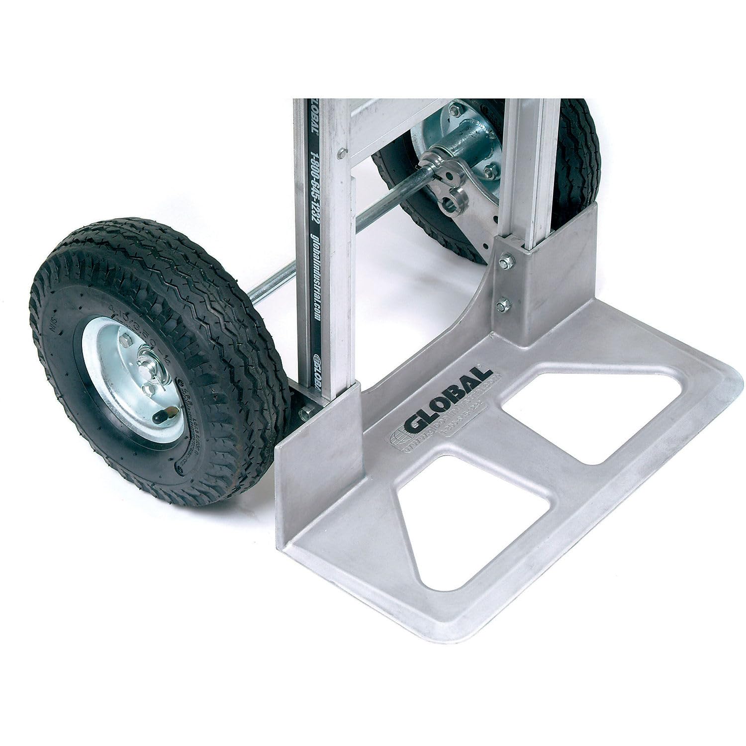 Global Industrial Aluminum 2-in-1 Convertible Hand Truck with Pneumatic Wheels - Senior