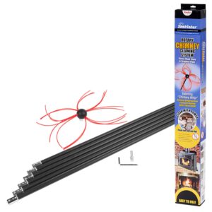 sooteater rotary chimney cleaning system - gardus rch205-b chimney sweep kit, cleans open chimneys up to 18' with 6 flexible 3' rods, chimney cleaning kit with trim-to-fit spinning chimney whip