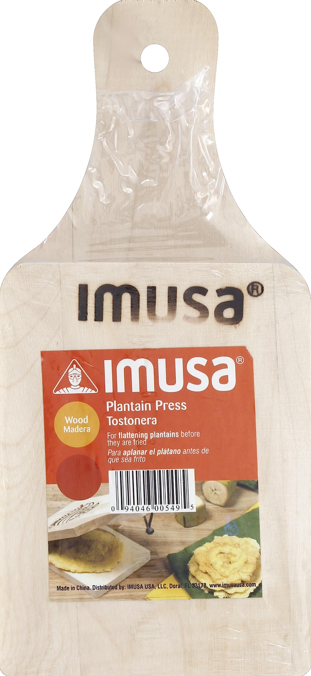 IMUSA USA J-100-5-5045 Traditional Jumbo Wood "Tostonera" Plantain Masher,Tan