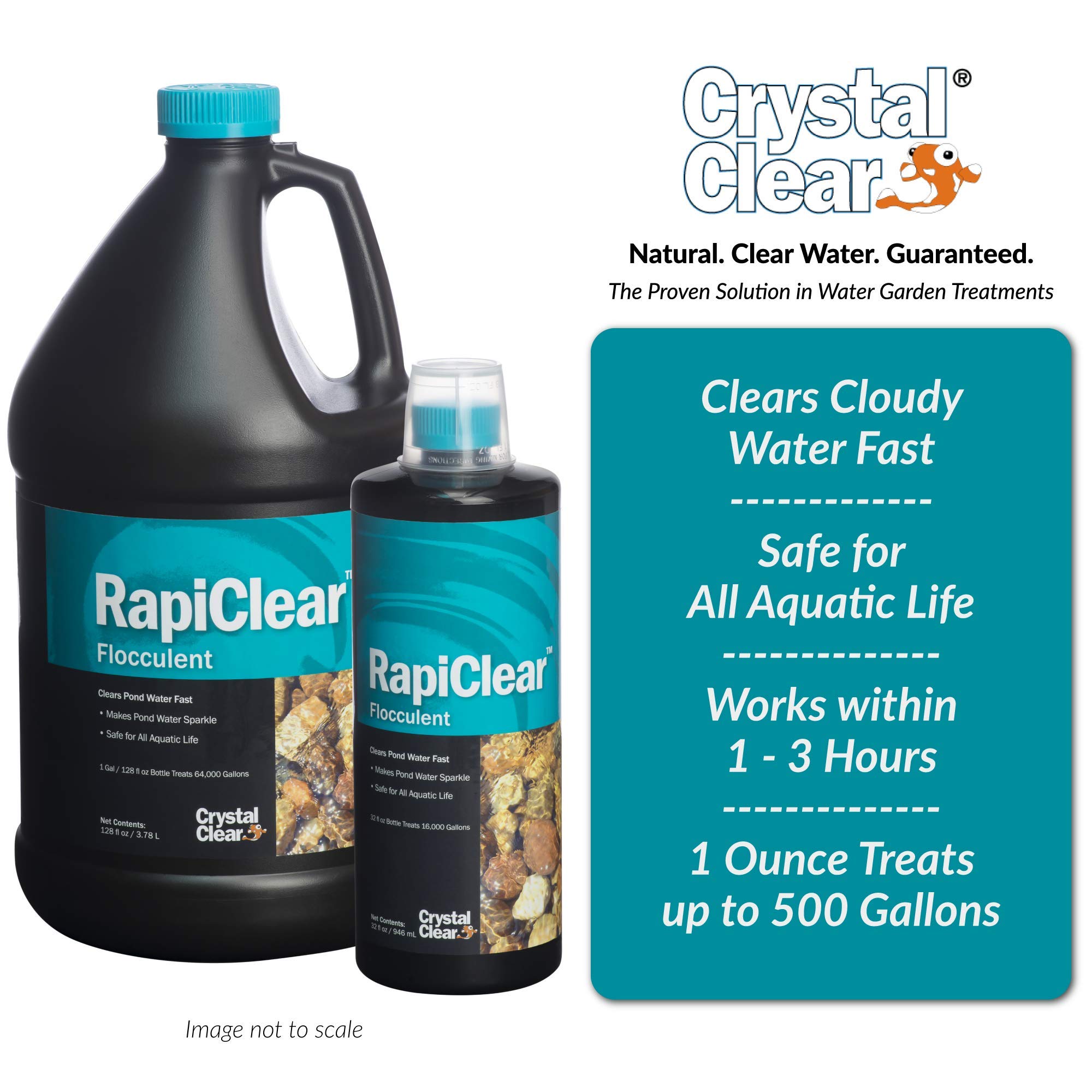 CrystalClear RapiClear Liquid Flocculent - Pond Water Clarifier - 1 Gallon Treats Up to 64,000 Gallons