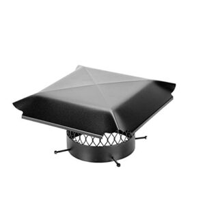 Draft King CBO8 Round Bolt On Black Galvanized Steel Single Flue Chimney Cap, 8" Diameter