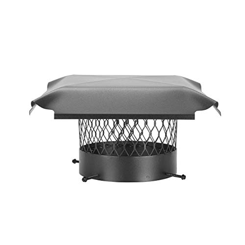 Draft King CBO8 Round Bolt On Black Galvanized Steel Single Flue Chimney Cap, 8" Diameter