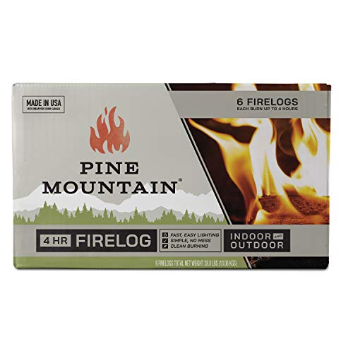 Pine Mountain Traditional 4-Hour Firelog, 6 Logs Long Burning Firelog for Campfire, Fireplace, Fire Pit, Indoor and Outdoor Use