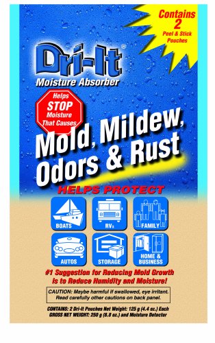 Dri-It MA-2-125-A Moisture Absorber with Disposable Peel and Stick Backing in a Twin-Pack , Blue