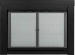 pleasant hearth an-1010 alpine fireplace glass door, black, small