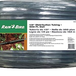 Rain Bird T63-500S Drip Irrigation 1/2" (0.634" OD) Blank Distribution Tubing, 500' Roll, Black