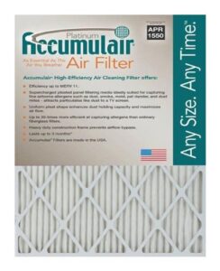 20x20x1 (19.75 x 19.75)accumulair platinum 1-inch filter (merv 11) (4 pack)