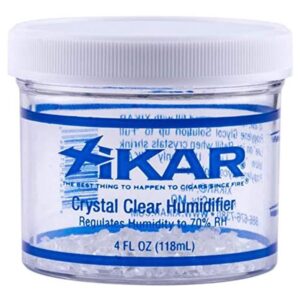 xikar crystal gel humidifier jar for cigar humidors, 4oz - reusable crystals for premium cigar humidification - regulates 70% relative humidity and lasts up to 90 days, ideal for 150 cigars