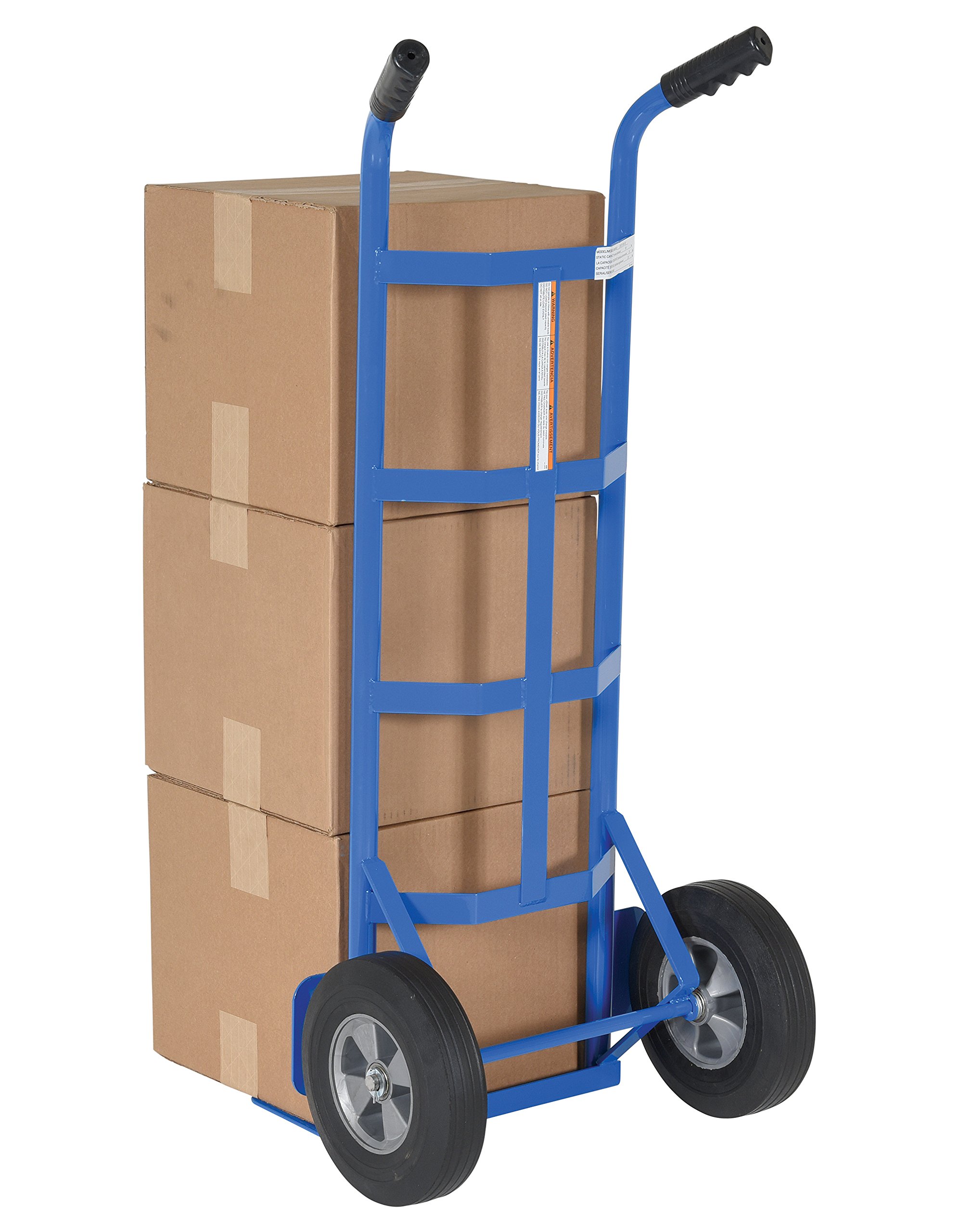 Vestil DHHT-500S-HR Steel Hand Truck with Dual Handle,Hard Rubber Wheels, 500 lbs Load Capacity, 44-1/2" Height, 21" Width X 17-1/2" Depth